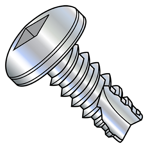 2-32 X 1/2 Square Pan Thread Cutting Screws Type 25 Zinc and Bake