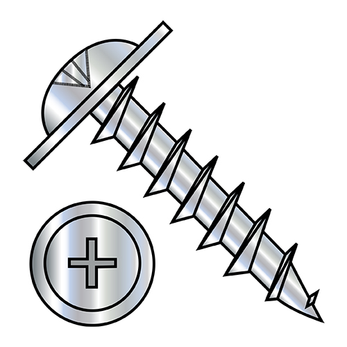 8-11 X 1 Phillips Large Round Washer Deep Thread Wood Zinc and Bake