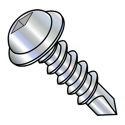 8-18 X 2 1/2 Square Round Washer Self Drilling Screws Zinc and Bake