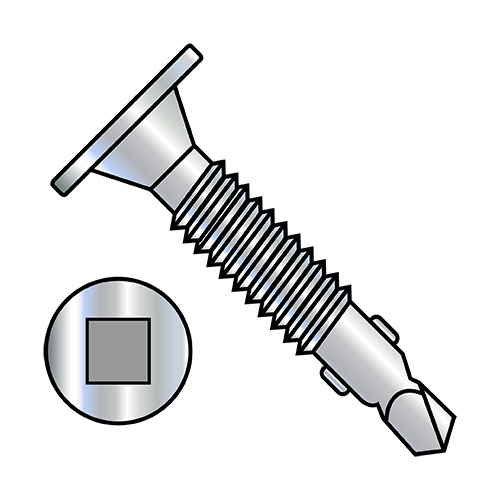 12-24X2 Square Drive Wafer Head Self Drill Screw #4 Point w/Win | Value ...